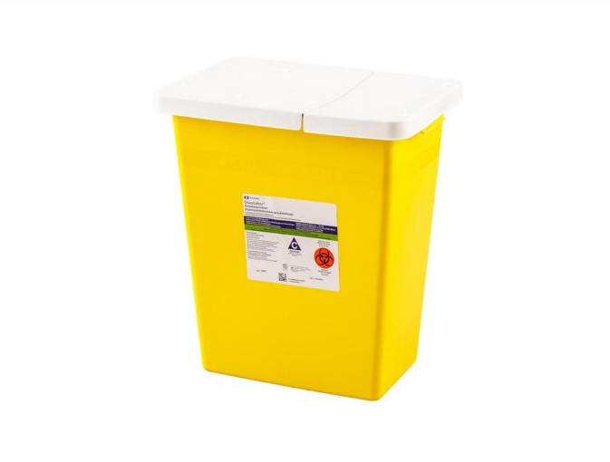 8 Gallon Yellow Sharpsafety Chemotherapy Container with Hinged Lid 8985 ...