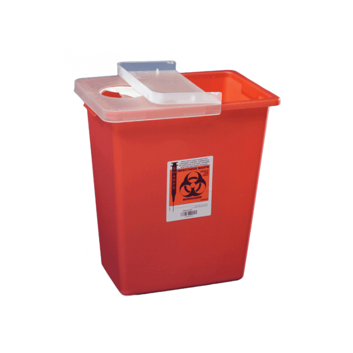 SharpSafety Sharps Container with Hinged Lid 8980 | 8 Gallon Red