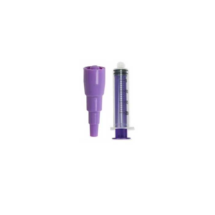 ENFit Tip Feed and Flush Syringe with Transition Connector - 5, 10, 20 ...