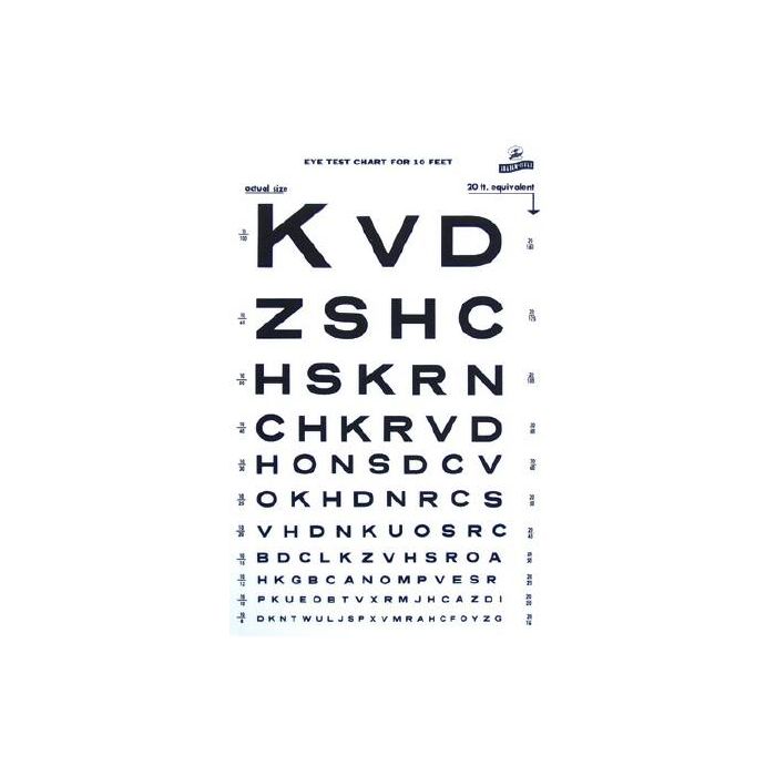 Distance Vision Eye Chart 9 X 14 Inch - 1264