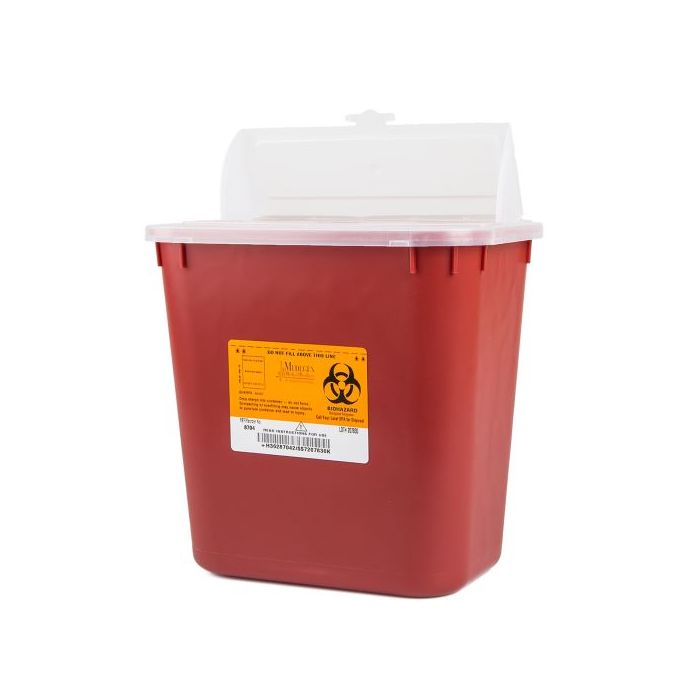 2 Gallon Red Stackable Sharps Collector with Biohazard Symbol 8704