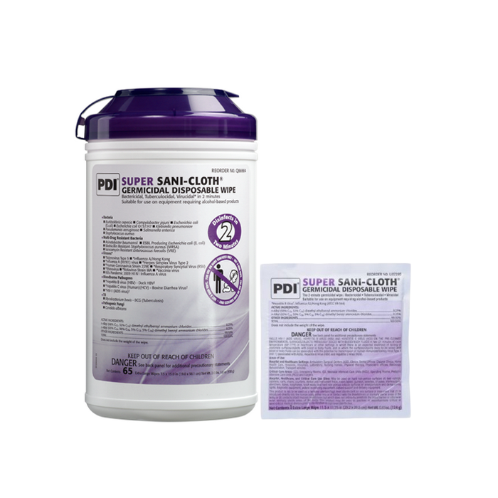 Clean and Disinfect with Super Sani-Cloth Wipes