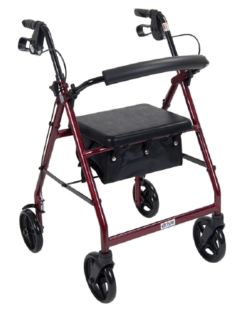 Red Rollator Walker with Fold Up Removable Back Support Padded Seat 23 ...