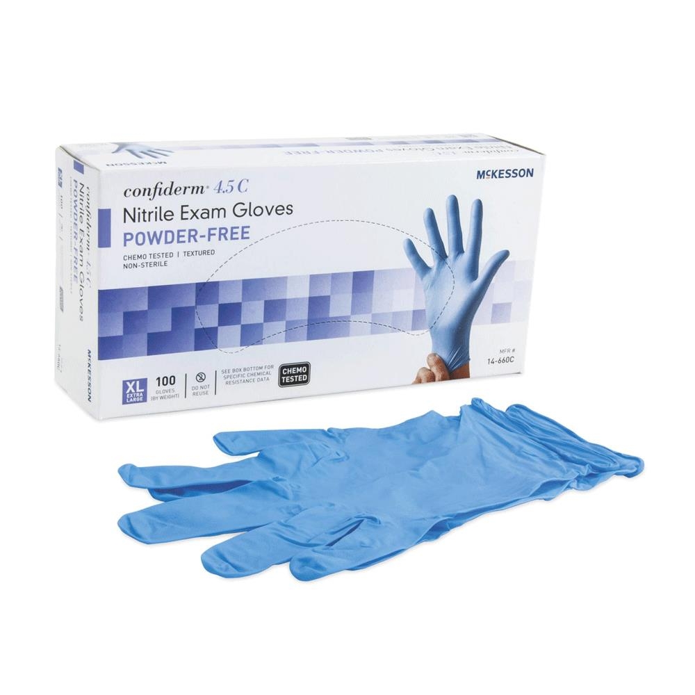 McKesson Confiderm Textured Exam Gloves: Nitrile-Based, ASTM D6978-05 ...